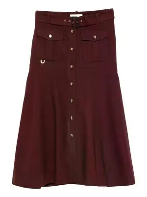 Zimmermann Belted Button-front Midi Skirt - Red