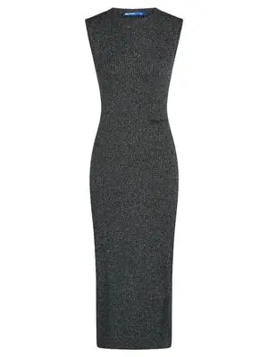 Karl Lagerfeld Metallic Knit Maxi Dress With Side Slit - Grey