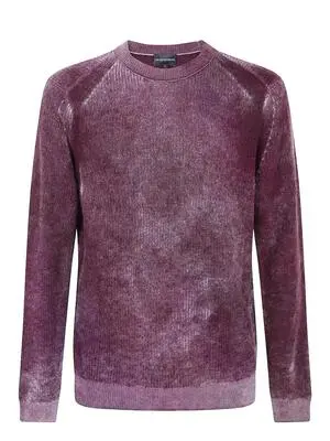 Emporio Armani Emporio Armani Ribbed Virgin Wool Sweater With Mélange Print Red