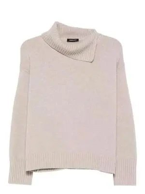 ANNE CLAIRE Asymmetric Roll-neck Sweater - Neutrals