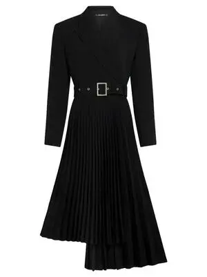 Karl Lagerfeld Asymmetric Pleated Tailored Dress - Black