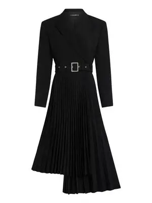 Karl Lagerfeld Asymmetric Pleated Tailored Dress - Black
