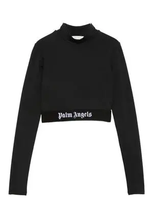 PALM ANGELS Palm Angels Logo Detail Cropped Mock Neck Top