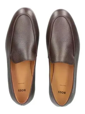 BOSS Grainy Leather Loafers - Brown