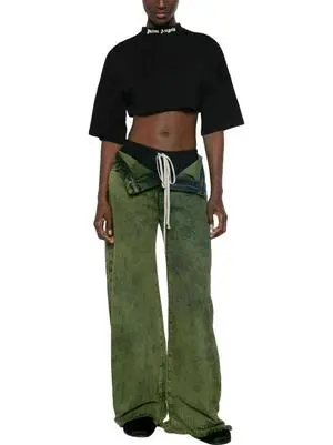 Palm Angels Cropped Logo T-shirt - Black