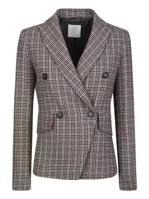 Eleventy Houndstooth Double-breasted Blazer - Brown