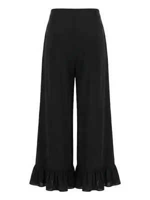 Chloé Cropped Fluid Pants In Crêpe De Chine - Black