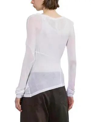 Helmut Lang Twisted Long-sleeve Sheer Top - White