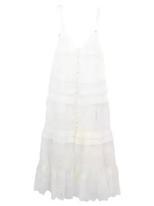 Zimmermann Ruffled Lace-trim V-neck Maxi Dress - White