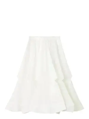 ENFOLD Cutout Detail Pleated Midi Skirt - White