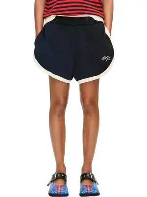 CHARLES JEFFREY Sporty Embroidered Logo Shorts - Blue