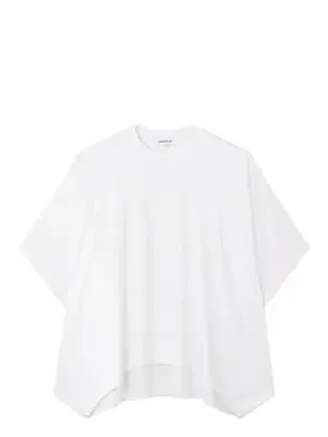 ENFOLD Asymmetric Hem Short Sleeve T-shirt - White
