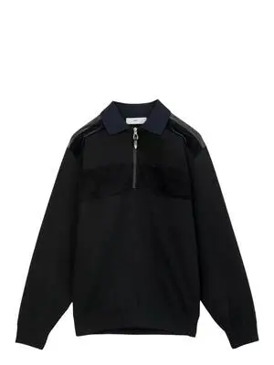 Toga Quarter-zip Panelled Sweater - Black