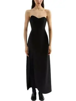 JIL SANDER Wool Sablé Bustier Dress - Black