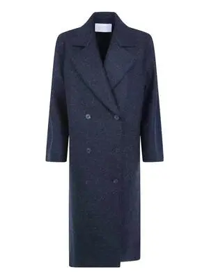 Harris Wharf London Double-breasted Wool Felted Coat - Blue