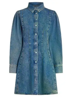 Karl Lagerfeld Puff-sleeve Denim Mini Dress - Blue