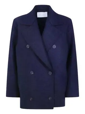 Harris Wharf London Double-breasted Coat - Blue