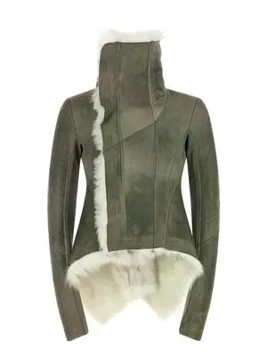 Rick Owens Rick Owens Asymmetrical Shearling Jacket Grey