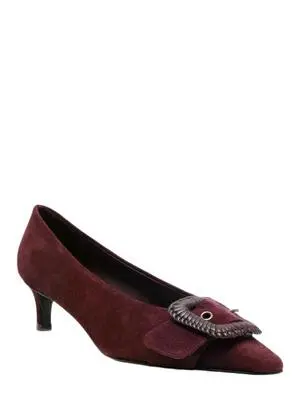 Roberto Festa Buckle Detail Pointed Toe Leather Heeled Pumps - Red