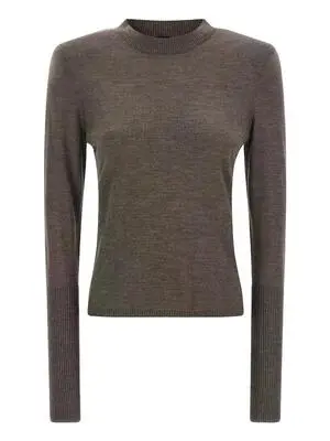 Pinko Wool Sweater With Padded Shoulders - Brown