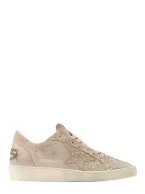 GOLDEN GOOSE Ball Star Crystal-embellished Suede Sneakers - Neutrals
