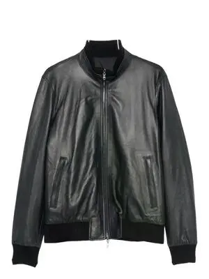 ARTE ANTWERP Ribbed-trim Leather Jacket - Blue