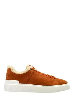 Balmain B-court Shearling Trim Sneakers - Brown