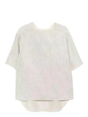 THE ROW Short Sleeves Textured Finish Top - Grey