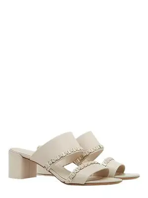 FERRAGAMO Ferragamo Calf Leather Chain Detail Sandals Neutrals