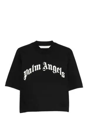 Palm Angels Round Neck Logo T-shirt - Black