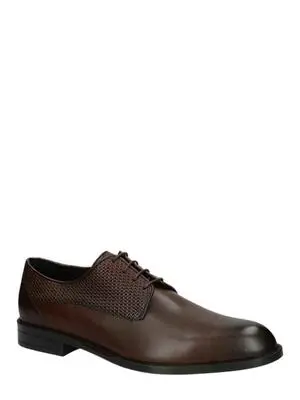 BOSS Woven Panel Leather Lace-up Shoes - Brown