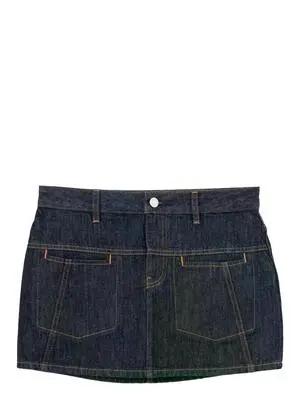 Helmut Lang Mini Denim Skirt With Contrast Stitching - Blue