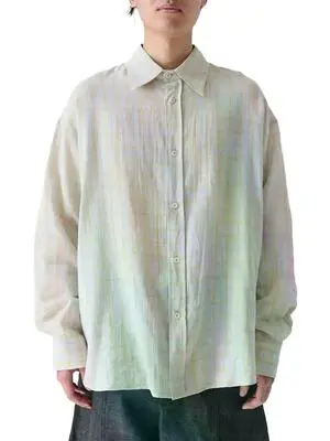 SAGE NATION Check-pattern Sheer Shirt - Neutrals
