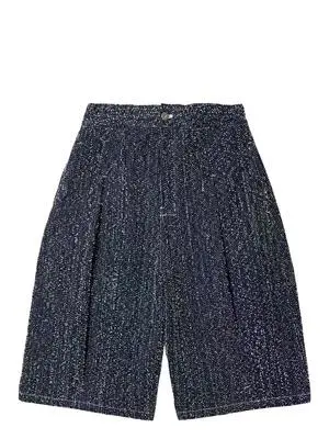 SAGE NATION SAGE NATION Indigo Blue Box-Pleat Denim Shorts