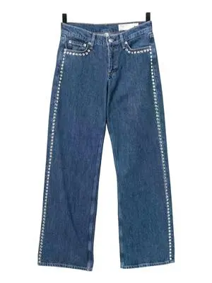 Rag & Bone Saige Wide Leg Jeans With Stud Detailing - Blue