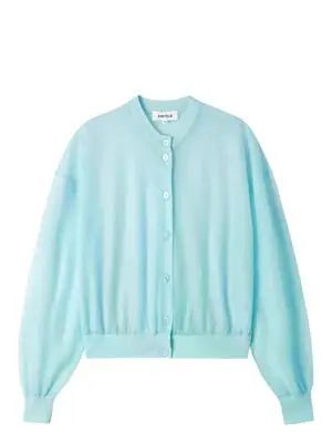 ENFOLD Button-front Fine-knit Cardigan - Blue