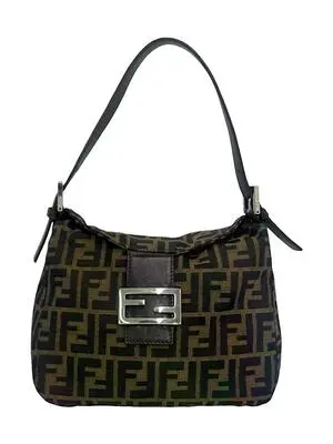 Fendi Zucca Canvas Double Flap Shoulder Bag - Brown