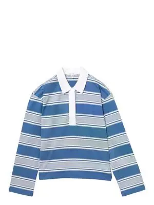 Rag & Bone Rag & Bone Striped Long Sleeve Polo Shirt Blue