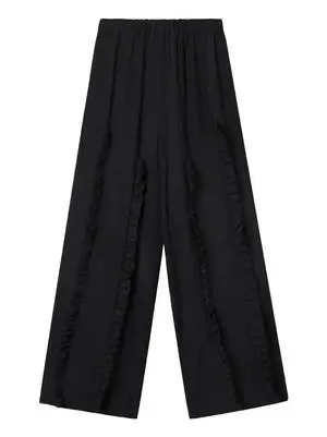 ENFOLD Ruffle Trim Trousers - Black