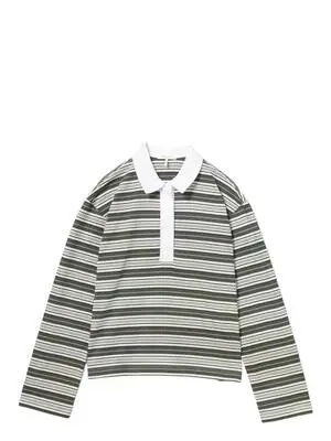 Rag & Bone Striped Long Sleeve Polo Shirt - Green