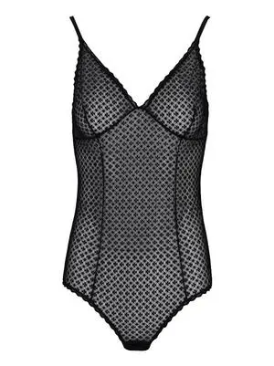 LAURA URBINATI Plumetis V-neck Bodysuit - Black