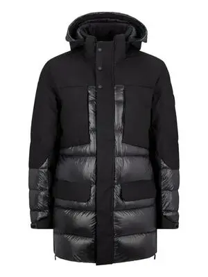 BOSS Hooded Panelled Down Jacket - Black