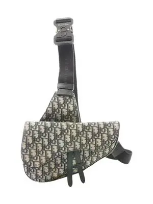 Dior 2000s Saddle Oblique Jacquard Sling Bag - Neutrals