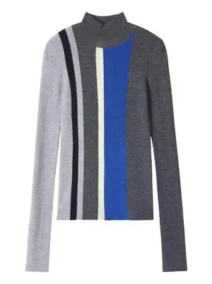 ENFOLD Ribbed-knit Panelled Sweater - Grey