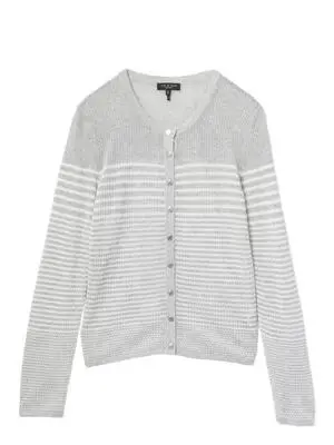 Rag & Bone Striped Pointelle-knit Cardigan - Grey
