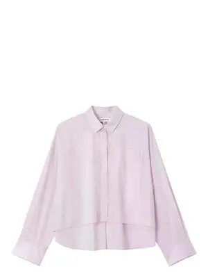 ENFOLD Stepped-hem Patch-pocket Shirt - Pink