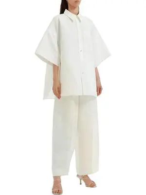 ENFOLD Chest Patch Pocket Oversized Shirt - White