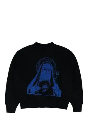 DENIM TEARS Graphic Intarsia Crew Neck Sweater - Black