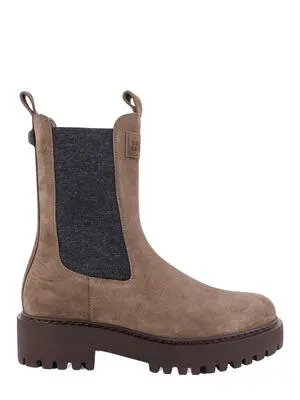 Brunello Cucinelli Suede Chelsea Boots With Monili Embellishment - Multicolor