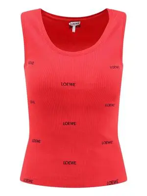 Loewe Embroidered Logo Cotton Tank Top - Red